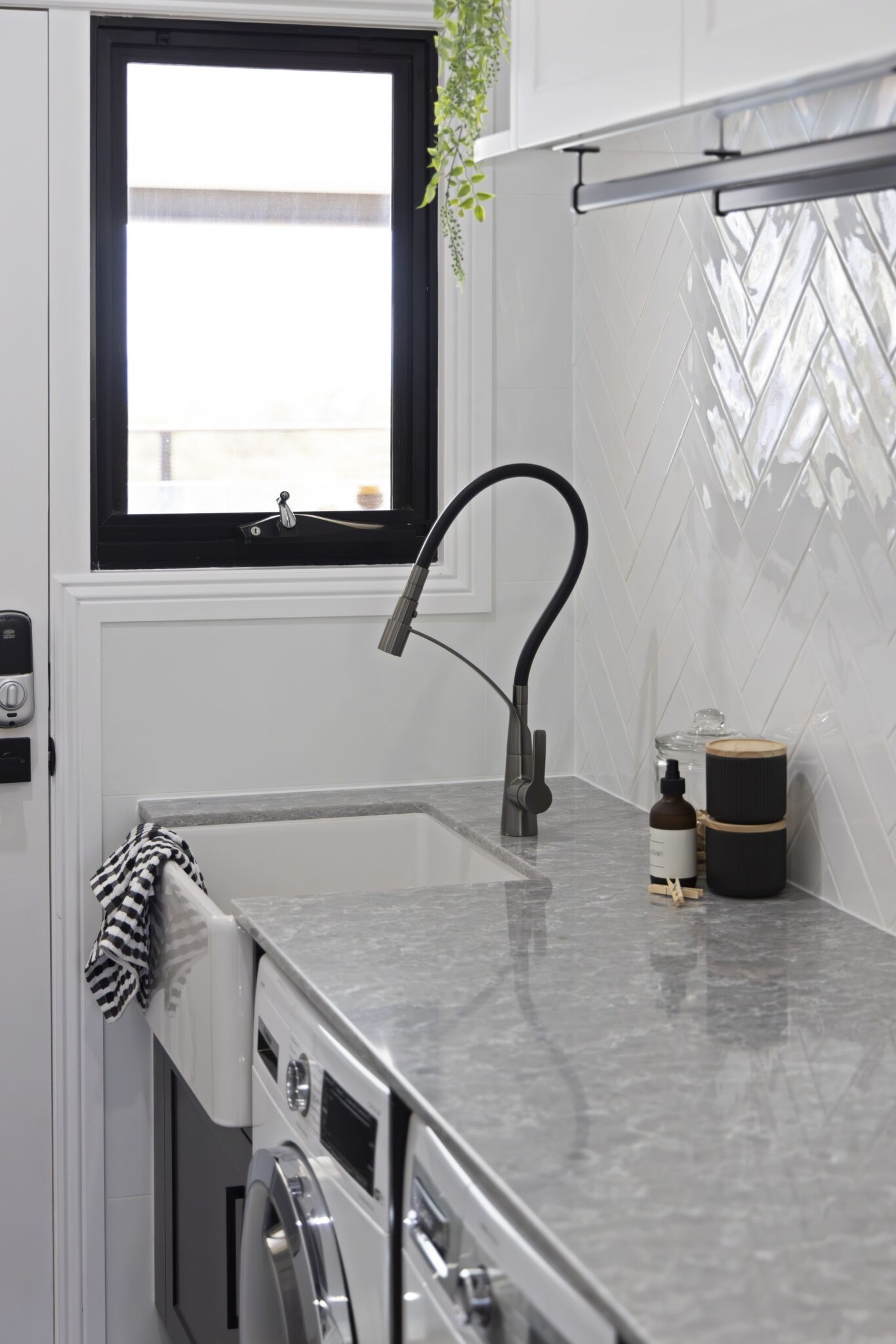 Monochromatic Laundry & Powder Room Renovation